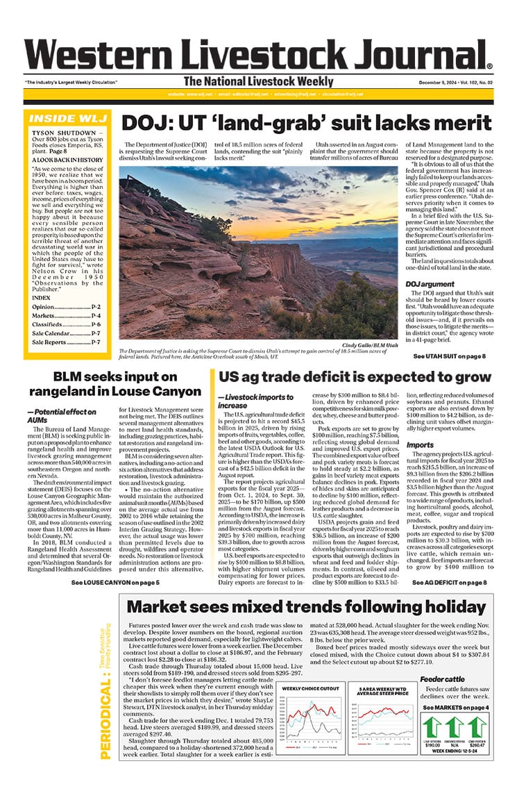 Western Livestock Journal – December 9, 2024 | Western Livestock Journal